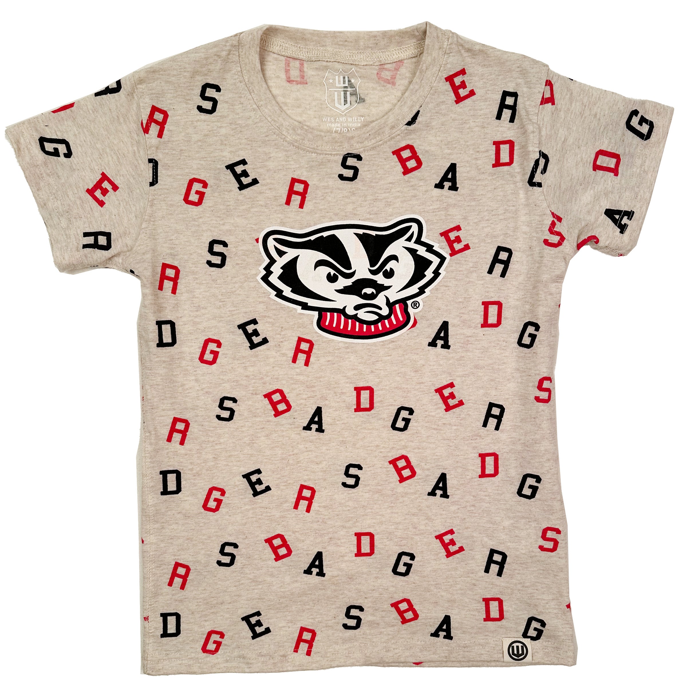 Wisconsin Badgers Youth Girls Allover Print Team SS Tee – Wes & Willy